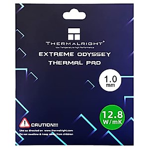 Thermal Pad 12.8 W/mK, 120x120x1.0mm, Non Conductive Heat Resistance,Extreme Odyssey Silicone Thermal Pads for PC Laptop Heatsink/GPU/CPU/LED/SSD/PS4 Cooler (1.0mm)
