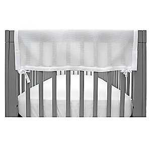 BreathableBaby Breathable Mesh Crib RailGuard Teething Cover — White — 27” Short Panels (2) — Fits Most Full-Size Cribs (Does Not Fit Mini Cribs) — Use with Coordinating Long Panel for Extra Coverage