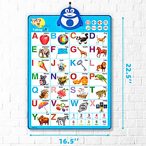 Lefree Electronic Interactive Alphabet Wall Chart, Preschool Learning Toys, ABC & Numbers & Music Talking Poster, Toddler Christmas Gifts (Alphabet-Blue)