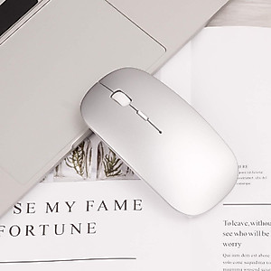 QIJIAYI Bluetooth Ergonomic Mouse for Mac,Rechargeable Wireless Bluetooth Mouse,2.4G Wireless Mice 4 Button and 3 Adjustable DPI for Laptop/Computer/Windows (Silver)