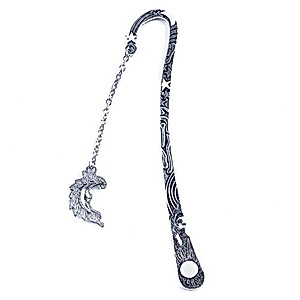 Meoliny Glowing Star Moon Bookmarks Vintage Luminous Long Chain Reading Marks Multi Purpose Gifts,Ancient Silver 11,5cm