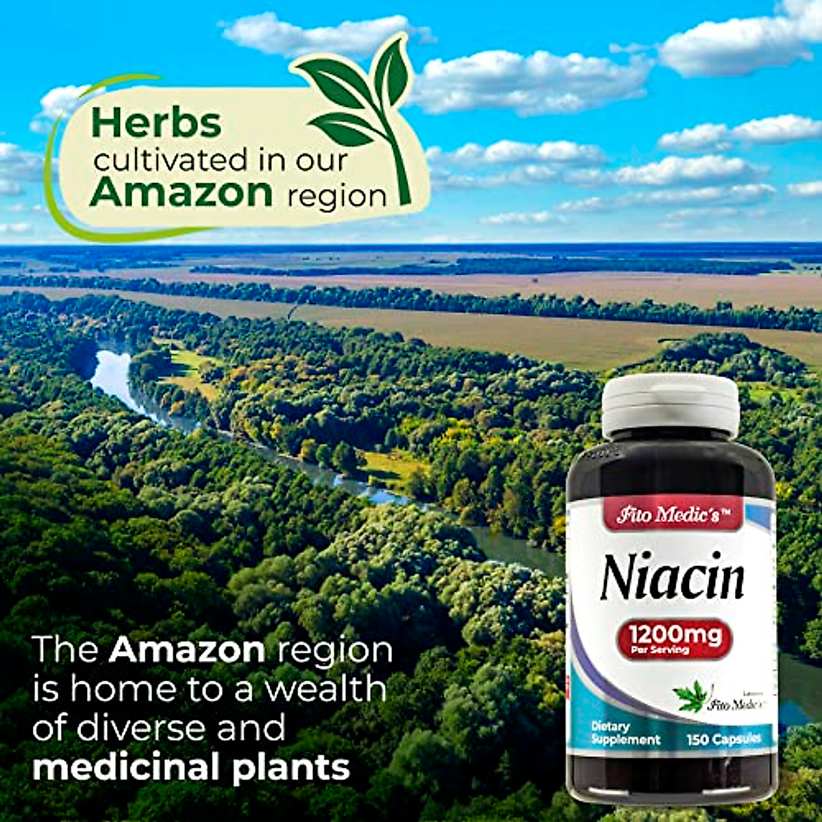 FITO MEDIC'S Lab - Niacin - Vitamin b3 - 1200 mg per Serving, 150 Capsules of - Vitamin b3 niacin - Ultra high Absorption.