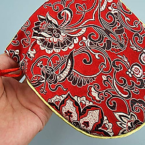 Cotton Filled Drawstring Small Bags for Jewelry Gift Pouch Packaging Chinese Silk Brocade Jewelry Pouch Thicken Luxury Jewellery Storage Bag (50, Mixed Color)