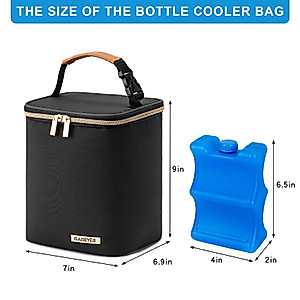 BABEYER Breastmilk Cooler Bag with Ice Pack Fits 4 Baby Bottles Up to 9 Ounce, Baby Bottle Cooler Bag Suitable for Nursing Mom Daycare, Black