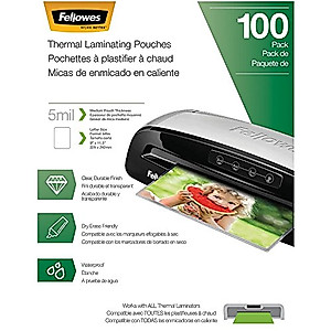 Fellowes 5743501 5 Mil Letter Laminating Pouches - 100 Per Pack
