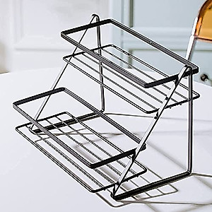 2 Tier Bathroom Shelf, Desktop Makeup Organizer, Small Storage Rack for Kitchen, Bath Room, Bedroom and Office (Black)