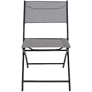 BTEXPERT 3-Piece Patio Bistro Dining Furniture Set Portable Folding Picnic Table Two Chairs Outdoor Foldable Gray for Backyard Porch Party RV Event Camping Commercial Grade Tempered Glass No Assembly