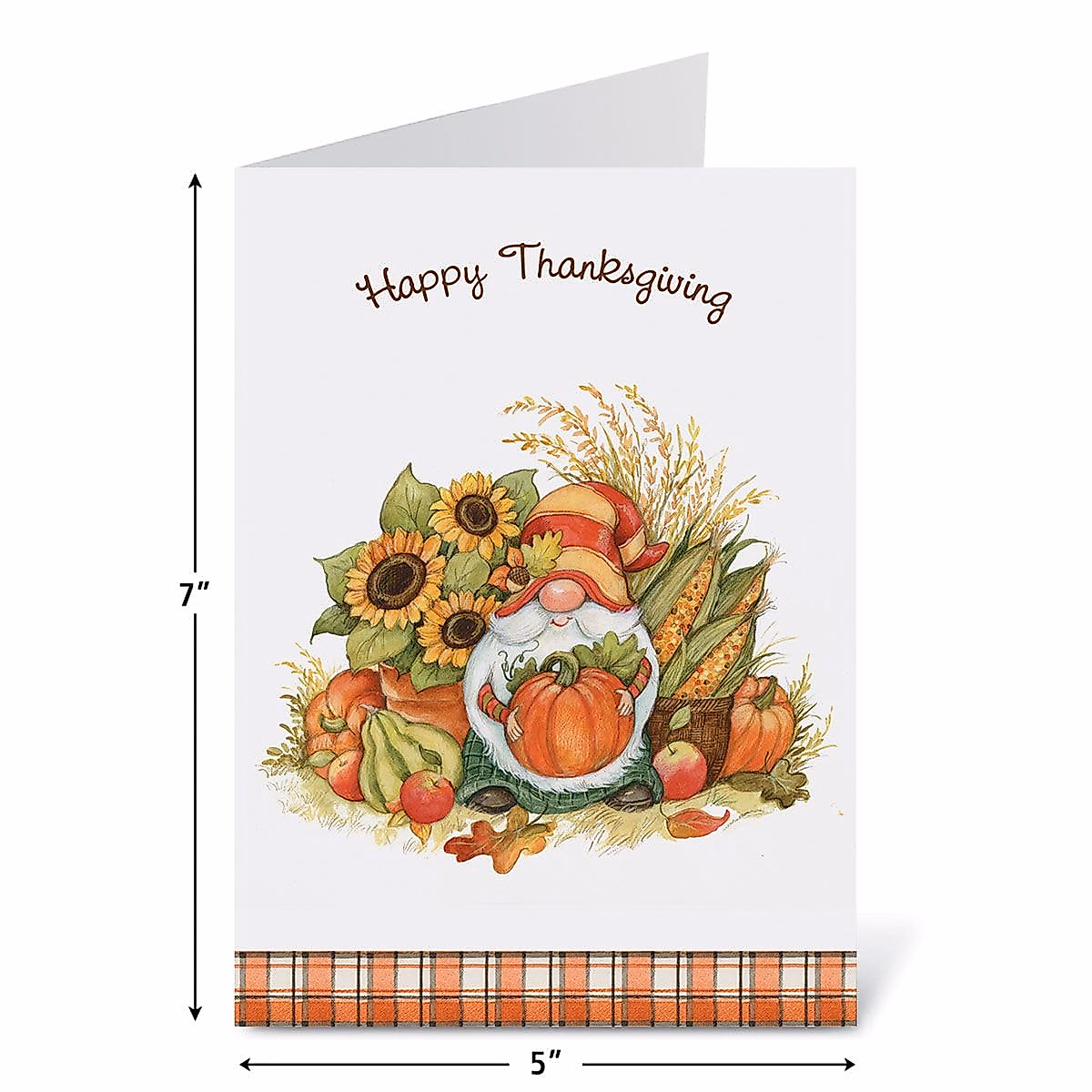 Current - Grateful Gnomes Thanksgiving Cards, Susan Winget, Themed Holiday Card Variety Value Pack, Set of 8 Large 5 x 7-Inch Cards, Assortment of 4 Unique Designs, Envelopes Included