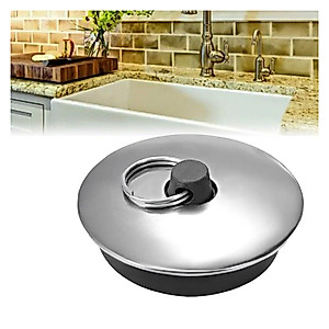 PRIMUZ 1pcs Rubber Sink Plug Drain Stopper Fit 40mm with Ring Compatible with Bathtub Kitchen Sink Strainer Stopper Laundry Sink Plug Drainage
