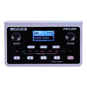 MOOER PE100 Portable Desk Top Guitar Multi Effects with 198 presets, 36 effects, Drum Machine, Metronome, Tap Tempo, Aux In Headphone
