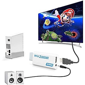 TIZOPO Wii to HDMI Converter,Wii HDMI Adapter Output Video Audio HDMI Converter 1080P，with 3,5mm Audio Jack&HDMI Output Compatible with Wii, Wii U, HDTV, Supports All Wii Display Modes 720P, NTSC