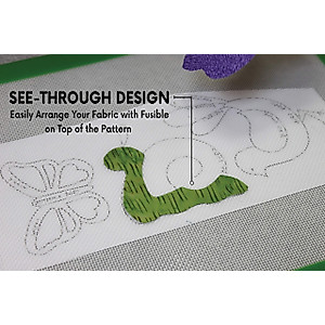 Precision Fusing Mat (17" x 24") Includes Non-Slip/Nonstick mat with See-Through Design for Appliqué Creation, and Bonus Teflon Coated Pressing Sheet!