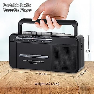 SEMIER Boombox MP3 Conversion Cassette Tape Player Recorder AM FM Radio, Cassette to MP3 Digital Converter, USB Recording, Built-in Microphone, Big Speaker and Earphone Jack by AC or C Batteries