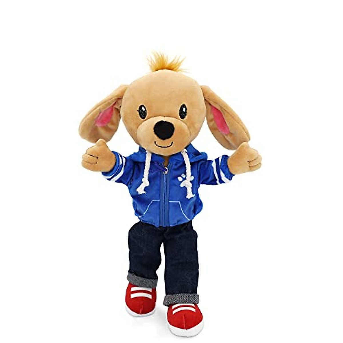 Playtime by Eimmie Plushible Rag Doll Dog - Soft Dolls for Baby Boy, Girls, Toddler & Infants - Stuffed Animal Rag Doll Plush Toys- Washable Fabric - Sensory Toys - 14 Inch Stuffed Dog with Clothes