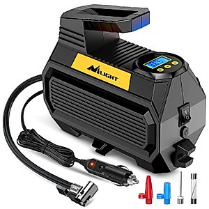 Nilight Tire Inflator Air Compressor Portable Air Pump for 12V DC Car Tires with Digital Pressure Gauge 150PSI Auto Tire Pump with LED Light for Cars ATVs Bicycles, 2 Years Warranty, 50066A