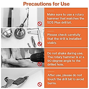 Lytool SDS Plus Drill Bits Set, 10Pcs Rotary Hammer Bits Set, Carbide Bits Tipped for Masonry, Ceramic Tile, Walls, Brick, Marble, Stone, Drill Bits for Impact Drill(3/16'',1/4'',5/16'',3/8",1/2")