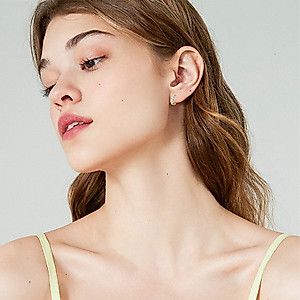 Daisy Hoop Earrings,Hypoallergenic 925 Sterling Silver Bee with Small Flower Hoop Earrings Gift for Women Huggie Earrings for Sensitive Ears