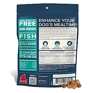 PLATO Pet Treats Air Dried Dog Food Topper, Dog Food Topper, Fish and Collagen Recipe, Superfood, Grain Free, Made in The USA, 12oz