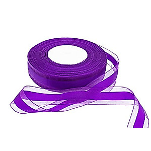 ATRBB 50 Yards 1 Inch Wide Satin Ribbon with Organza Edge for Wedding Gifts Wrapping DIY Bows and Craft (Purple)
