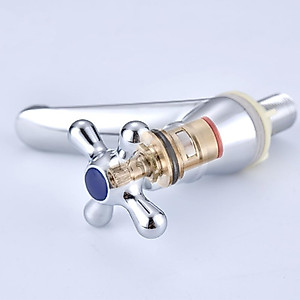 DOITOOL 2 Pcs Basin Taps Mixers Bathroom Sink Tap Basin Mixer Tap Single Lever Basin Faucet Cross Handle Cold Water Sink Basin Taps for Bathroom Kitchen ((Blue Drop Model)