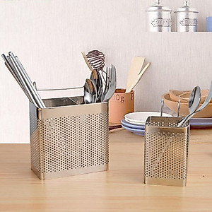 gofidin Kitchen Utensils Drying Rack Stainless Steel Flatware Silverware Caddie Holder Basket Organizer with Hook