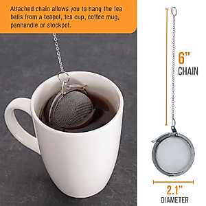 U.S. Kitchen Supply - 2 Premium Stainless Steel Tea Ball Strainer Infusers - 2.1" Size with Extra Fine Mesh - Steep Loose Leaf Tea, Herbal, Spices & Seasonings - Teapot, Tea & Coffee Cup Mug