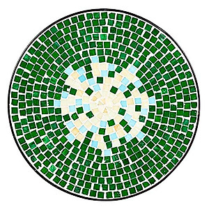 Henf Mosaic Side Table Outdoor Patio Accent Table, 14" Round Coffee Table End Table Plant Stand Decor for Porch Balcony Deck Pool