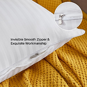 Oubonun 18 x 18 Throw Pillow Inserts, Firm and Fluffy Decorative Square Pillows for Couch Bed Sofa with Soft Cotton Cover White Cushion with Down Alternative Pack of 2