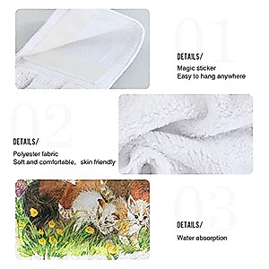 Horse Kitten Lavender Kitchen Hanging Towel 12 x 17 Inch Cat Flowers Hand Tie Towels Set 2 Pcs Tea Bar Dish Cloths Dry Towel Soft Absorbent Durable for Bathroom Laundry Room Decor