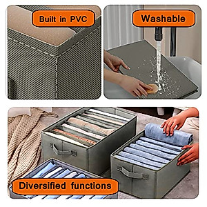 HASA zone Wardrobe Clothes Organizer for Folded Clothes 16.5"x11.8"x8.7", Closet Organizers and Storage, Sweater & Jeans Organizer for Closet with 7 Grids, Pants T-shirt Organizer for Closet, 2Pack