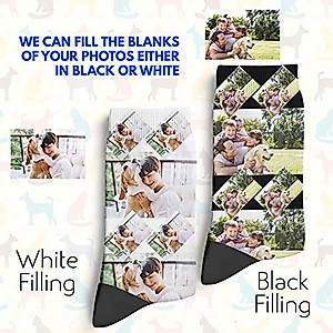 Custom Photo Socks for Men and Women - Personalized Socks w Your Photo - Black
