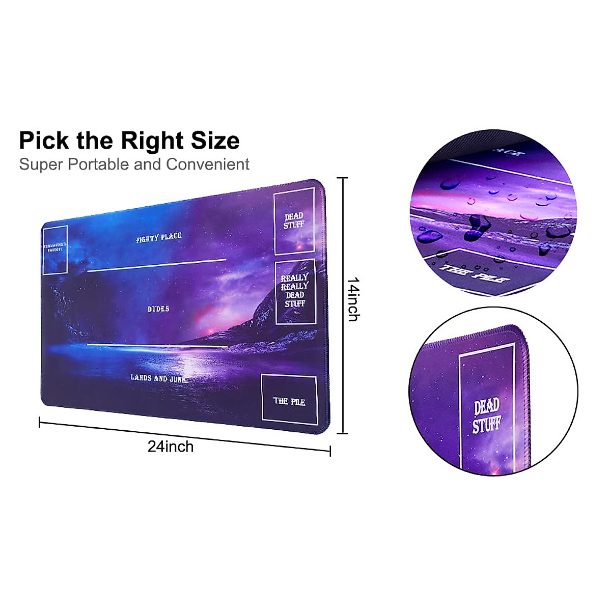 Biouai Playmat for MTG Magic The Gathering - Stitched Play Mat with Tube Case for MTG Card Game Playing(Starry Zones)