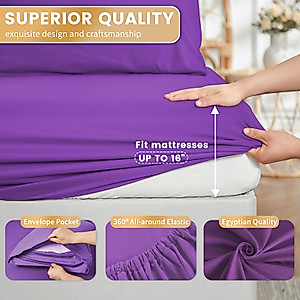 Bedlifes Full Size Sheet Sets- Cooling Sheets-Ultra Soft-Silky-Breathable-Deep Pocket- 1800 Series Bedding Set Microfiber- Purple Bed Sheets Full Size 4 Pieces