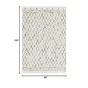 Hauteloom Husum Wool Living Room, Bedroom Area Rug - Bohemian, Transitional - Cream, Mustard, Medium Brown - 8' x 10'