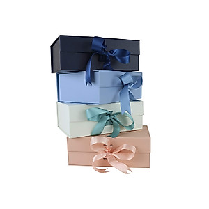 SKETCHGROUP Navy Blue Gift Box with 2 Ribbons for Luxury Packaging-Magnetic Closure- Sturdy-Foldable-Keepsake box (A5 SIZE)