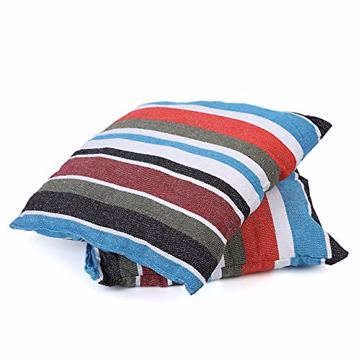 Blissun Hanging Hammock Chair, Hanging Swing Chair with Two Cushions, 34 Inch Wide Seat Blue & Green Stripes (Cool Breeze)