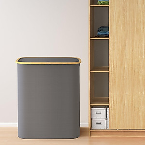 HAPPYMATE Laundry Hamper with Lid, Large Basket for Laundry, 150L Laundry Hamper with 2 Sections, Removable Inner Bags, with Handles, Dirty Clothes Hampers for Bedroom, Bathroom, Gray