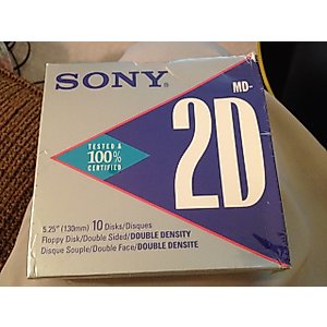 Sony MD-2DA Double-Sided Double Density 500KB 5.25 Floppy Disks (10-Pack)