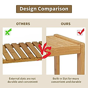 Elepude Bamboo Shelf,Stand Utility Storage Shelf Multifunctional Bathroom Kitchen Living Room Holder Plant Flower Stand (3-Tier)