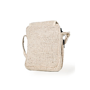 Crossbody Bag Purse Made From Hemp - Fold Unisex Hippie Tote Handmade shoulder bag for Travel, fits wallet, phone, passport (Natural Khaki)