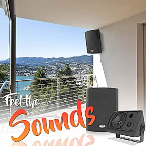 Pyle Wall Mount Home Speaker System - Active Passive Mountable Bookshelf Indoor Studio Garage Patio Stereo Sound Home Theater Speaker, Wireless Bluetooth Speaker Set W/ Aux & RCA - PDWR53BTBK (Black)