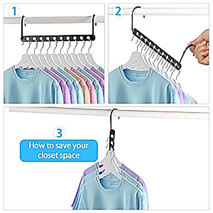 Essentials for College Students Girls Closet Organizers and Storage Dorm Room Metal Closet Organizer for Closet Organizer Clothing Hanger Organizer Hook Design (Black,20 Pieces)