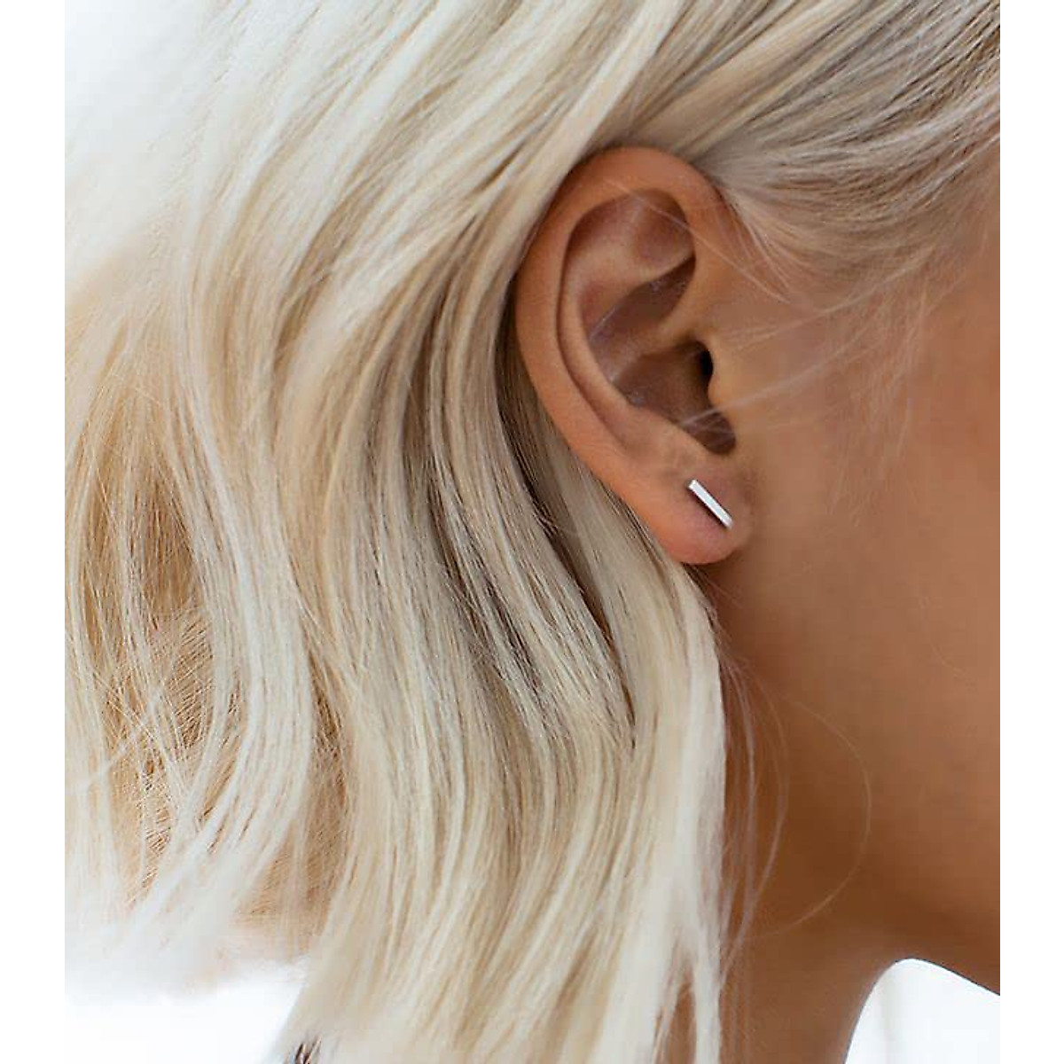 925 Sterling Silver Stud Earrings for Women Men|Hypoallergenic Earrings Stud|4 Pairs of White Gold Plated Sterling Silver Stud Earrings Set for Women