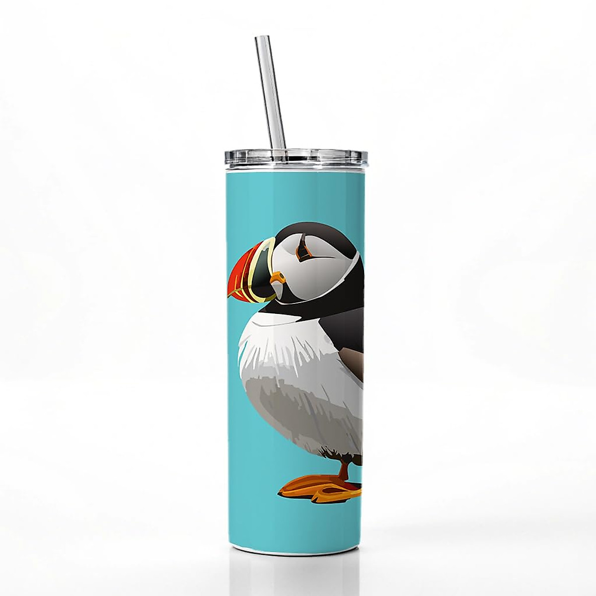 Puffin Seabird Bird Skinny Tumbler 20oz with Straw Insulated Water Bottle Gift