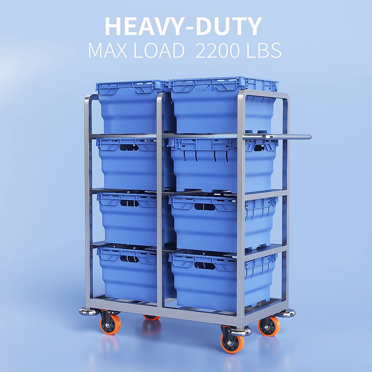 4 Inch Caster Wheels Heavy Duty 2200Lbs, Casters Set of 4 with Safety Dual Locking, Swivel Industrial Plate Casters, No Noise Wheels for Cart, Furniture(Bonus of 2 Hardware Kits & Gloves)