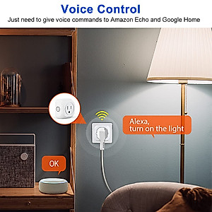 Mini Smart Plugs That Work with Alexa and Google Home, MONGERY WiFi Outlet Socket with Remote Control & Timer Function, No Hub Required, 2.4G WiFi (2 Pack)