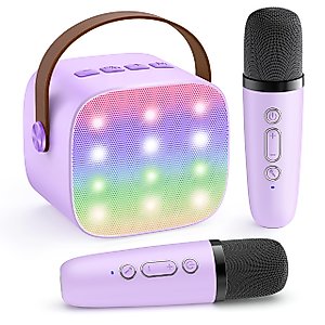 YLL Mini Kids Karaoke Machine with 2 Microphones, Karaoke Gifts for Girls Ages 3, 4, 5, 6, 7, 8, 9, 10, 12 +Year Old, 4-12 Years Old Birthday Toy Easter Gift for Girls Boys (Purple)