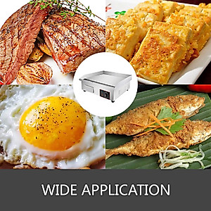 VBENLEM 22" Commercial Electric Griddle,Electric Countertop Flat Top Griddle 110V 1600W,Non-Stick Restaurant Teppanyaki Stainless Steel Grill,Adjustable Temperature Control 122°F-572°F.