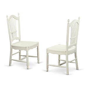 East West Furniture SHDO3-WHI-W 3 Piece Kitchen Table Set for Small Spaces Contains a Round Dining Room Table with Pedestal and 2 Dining Chairs, 42x42 Inch, Linen White