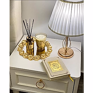 Vixdonos Gold Rose Resin Tray Decorative Mirror Tray Bathroom Vanity Tray for Perfume,Jewelry and Makeup